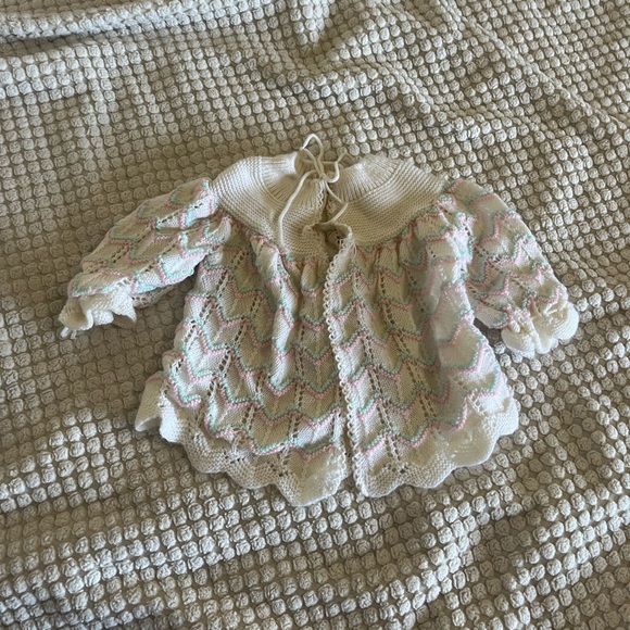 Shirts & Tops | Vintage Knitted Pastel Chevron Baby Cardigan 3 Mos ...